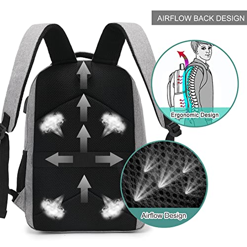 Extra Large Travel Laptop Backpack, Fit for 16 Inch Laptop with USB Charging Port, Headphone Port, 37L Waterproof Overnight Notebook Computer Backpack, Work Business College School Daybag (Grey)