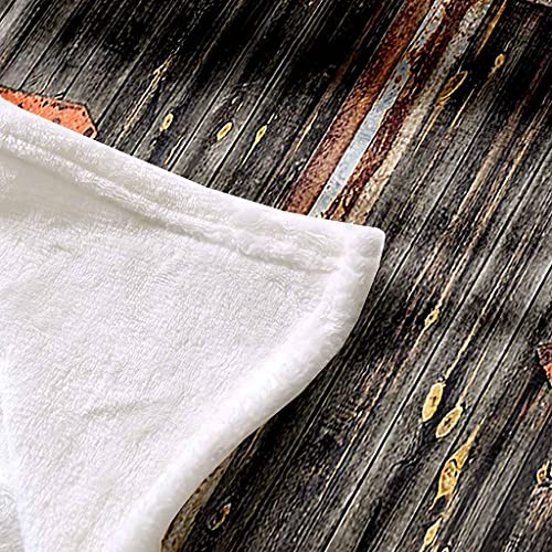 DALEM Soft Fleece Throw Blanket - Fluffy Microfiber Solid Blankets for Bed and Couch Double/Single Size - 59X79Inch Iron Wooden Door Printed Flannel Blanket for Bed, Couch and Sofa