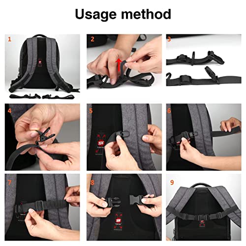 Ikerall Sternum Strap Backpack 3-pack,Adjustable Chest Strap with Emergency Whistle Buckle Suitable for Universal Outdoor Fabric Backpack Straps(Black)