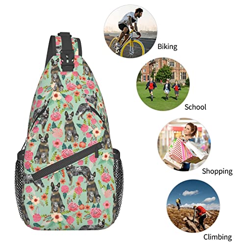 Faqcepg Blue Heeler Dog Unisex Shoulder Backpack Sling Chest Crossbody Bag Cover Pack Rucksack