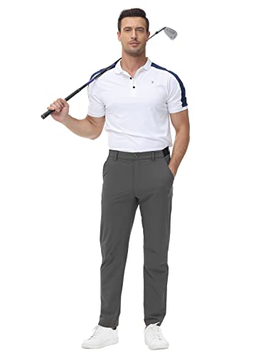 TBMPOY Mens Stretch Golf Pants Lightweight Quick Dry Casual Work Pant with 3 Pockets Dark Grey 36