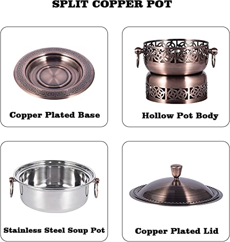 Chafing Dish Buffet Stainless Steel Food Warmer - Soup Pot Cookware with Alcohol Lamp - Shabu-Shabu Chinese Hot Pot -Great for Entertaining Restaurant (Color : Copper)