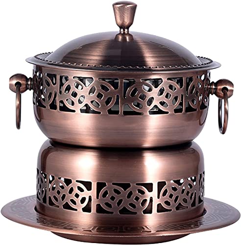 Chafing Dish Buffet Stainless Steel Food Warmer - Soup Pot Cookware with Alcohol Lamp - Shabu-Shabu Chinese Hot Pot -Great for Entertaining Restaurant (Color : Copper)
