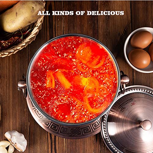 Shabu-Shabu Chinese Hot Pot - Chafing Dish Buffet Stainless Steel Food Warmer - Soup Pot Cookware with Alcohol Lamp - Great for Entertaining Restaurant (Color : Copper)