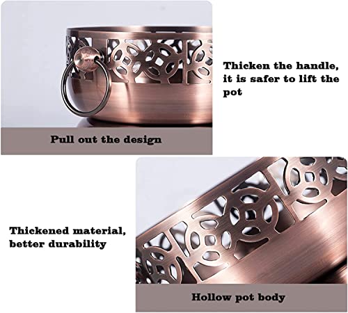 Shabu-Shabu Chinese Hot Pot - Chafing Dish Buffet Stainless Steel Food Warmer - Soup Pot Cookware with Alcohol Lamp - Great for Entertaining Restaurant (Color : Copper)