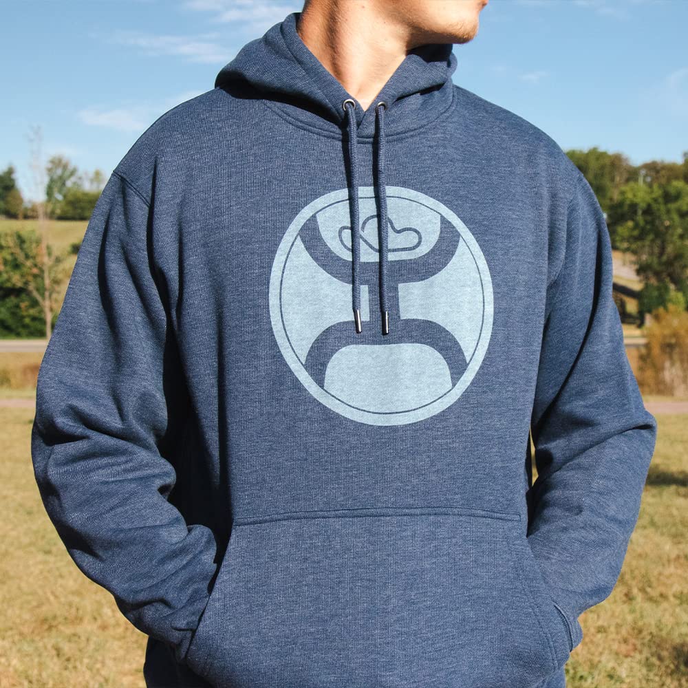 HOOEY Men’s Western Lifestyle Sweatshirt Drawstring Hoodie (Large, 2.0 Logo - Navy)