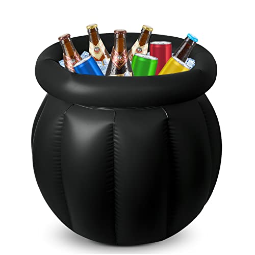 Cunhill Large Halloween Inflatable Cauldron Drink Cooler, Black, 22x18 Inch