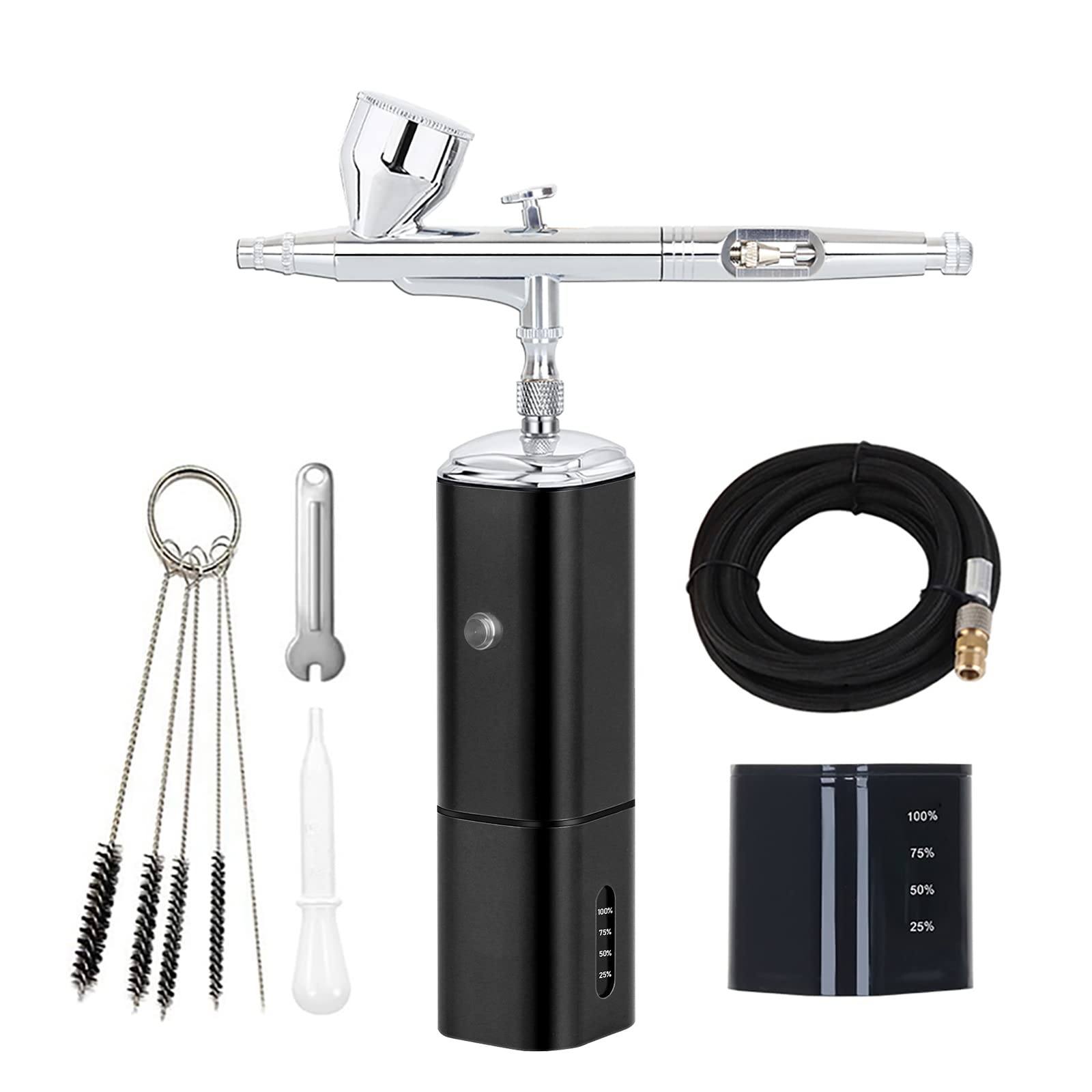 Casubaris cordless Portable Airbrush kit with Compressor,Rechargeable and replaceable auto Stop Dual Action air Brush Pen,Match Different Airbrush Guns for Barbers Model Painting Nail Art Craft Makeup