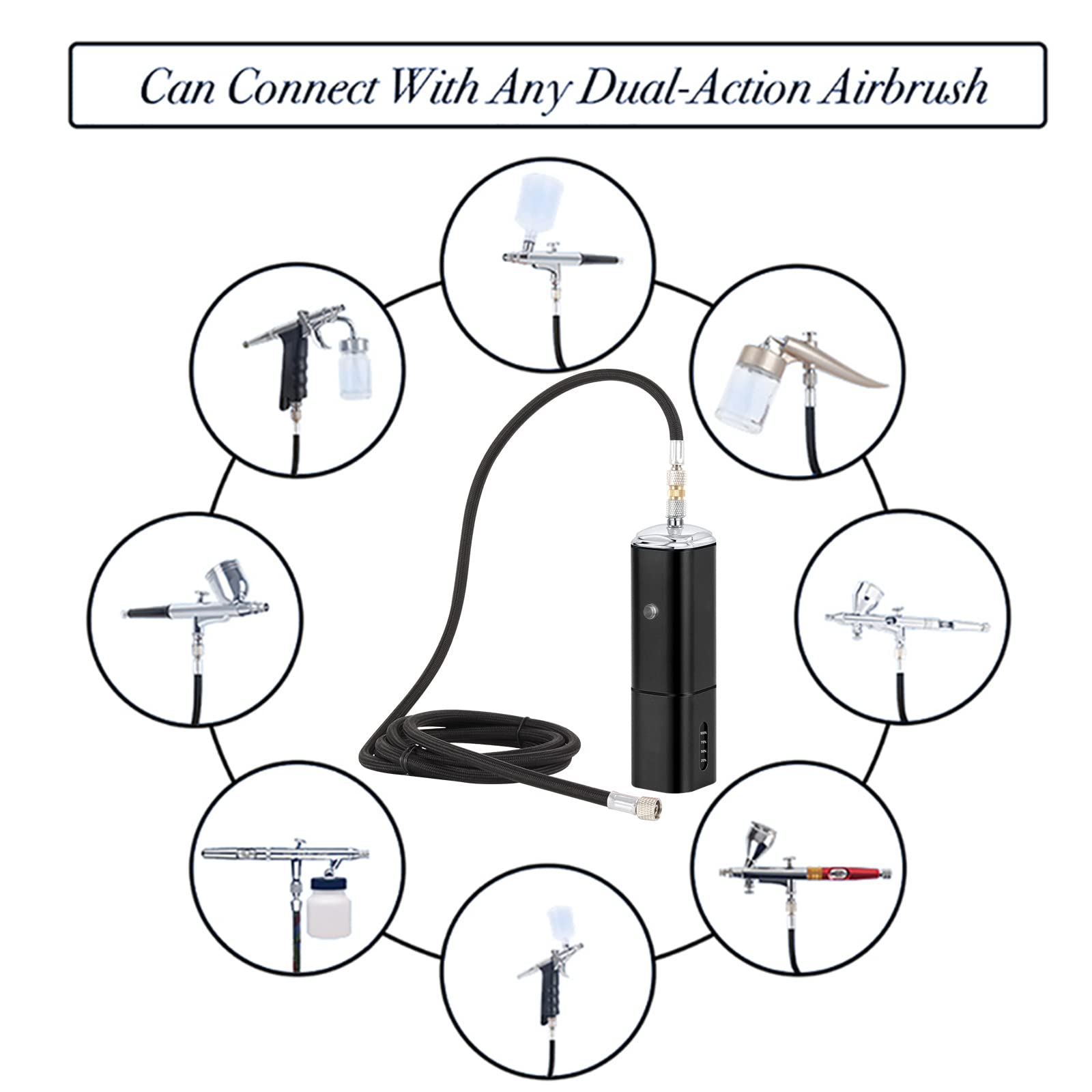 Casubaris cordless Portable Airbrush kit with Compressor,Rechargeable and replaceable auto Stop Dual Action air Brush Pen,Match Different Airbrush Guns for Barbers Model Painting Nail Art Craft Makeup