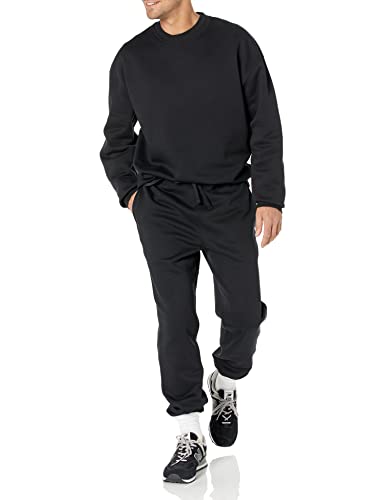 Amazon Essentials Men's Oversized-Fit Crewneck Sweatshirt (Available in Big & Tall), Black, XX-Large