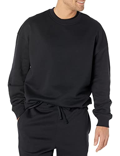 Amazon Essentials Men's Oversized-Fit Crewneck Sweatshirt (Available in Big & Tall), Black, XX-Large