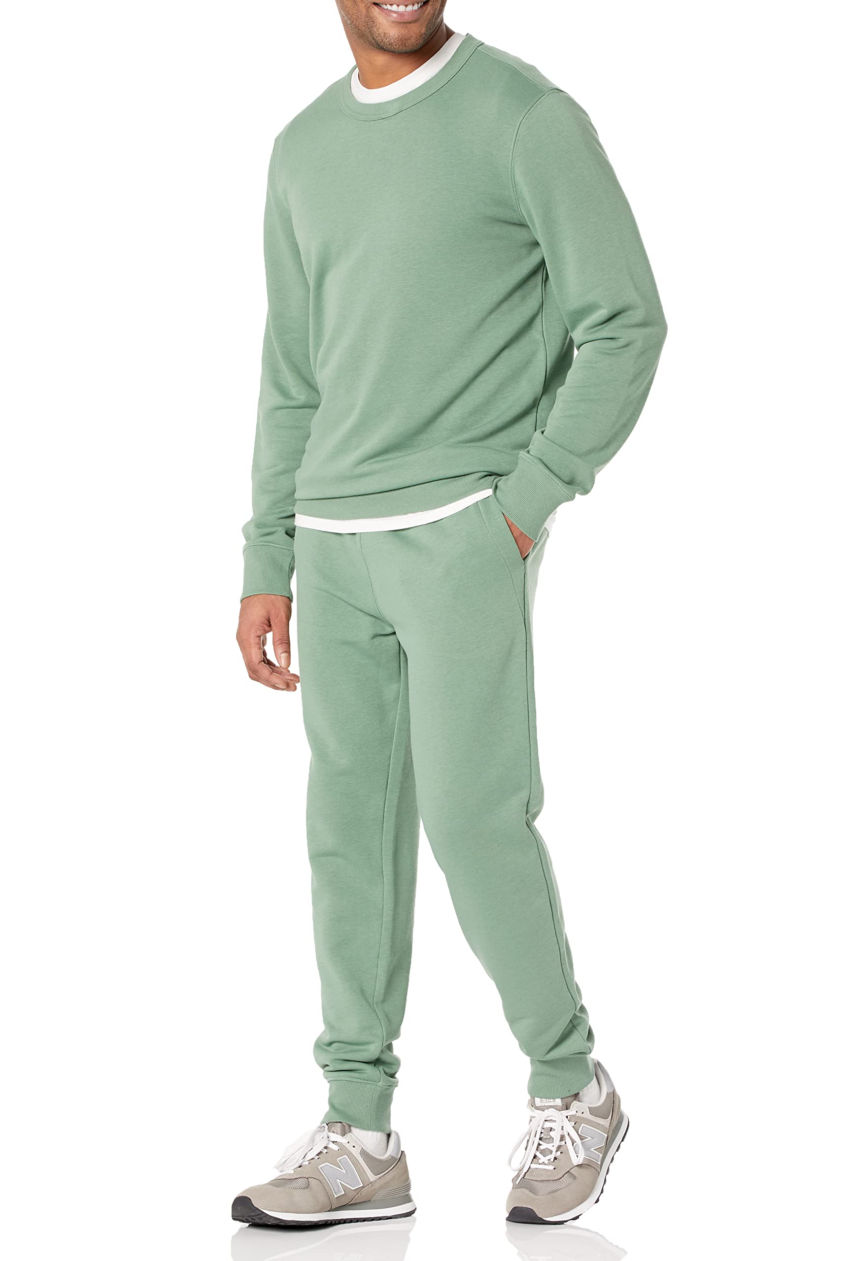 Amazon Essentials men's Crewneck Sweatshirt, Lightweight Long-Sleeve French Terry, Sage Green, X-Large, (Available in Big & Tall)