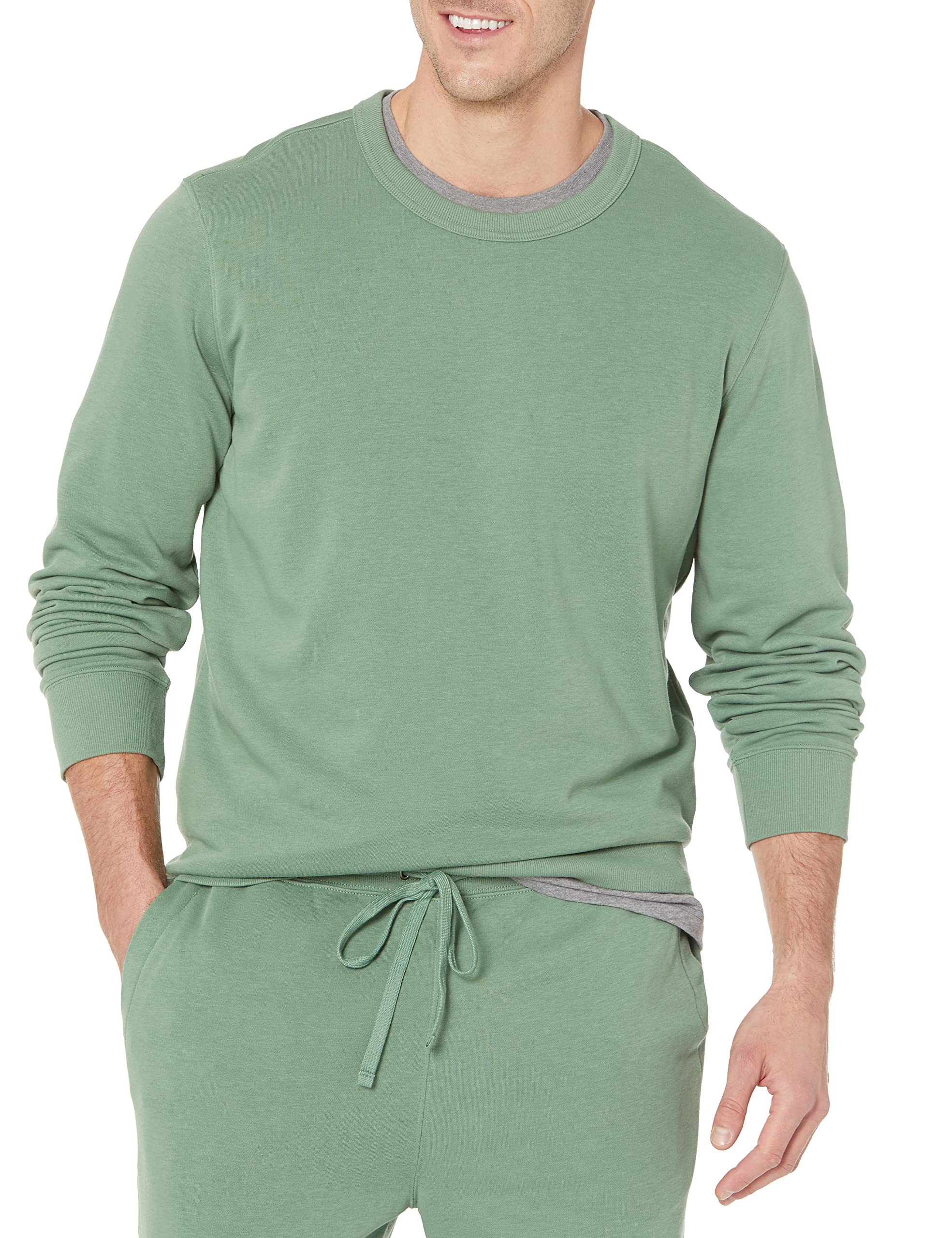 Amazon Essentials men's Crewneck Sweatshirt, Lightweight Long-Sleeve French Terry, Sage Green, X-Large, (Available in Big & Tall)