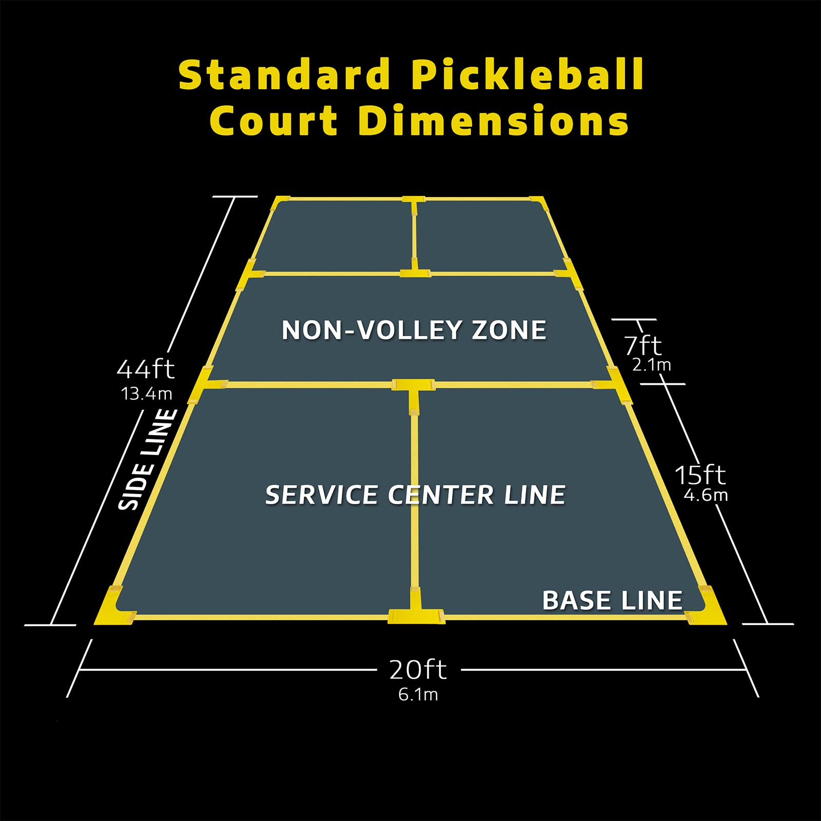 A11N Pickleball Court Marking Kit - Temporary Pickleball Boundary Lines in Standard Court Dimensions, No Measurement Required, Yellow