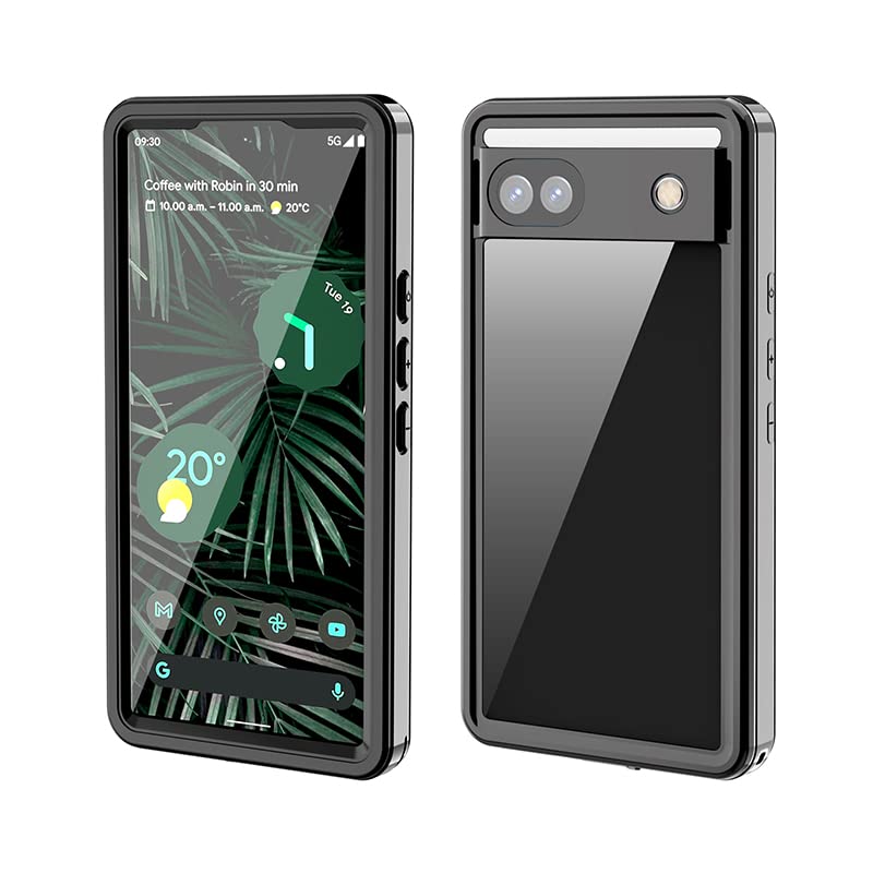 DINGXIN Google Pixel 6a Case Waterproof IP68 Certified Dustproof Shockproof Built-in Screen Protector Full Body Case for Pixel 6a 2022 Black