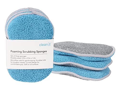 KAF Home Clean It Set of 6 Dual Sided Utility Sponges - Blue