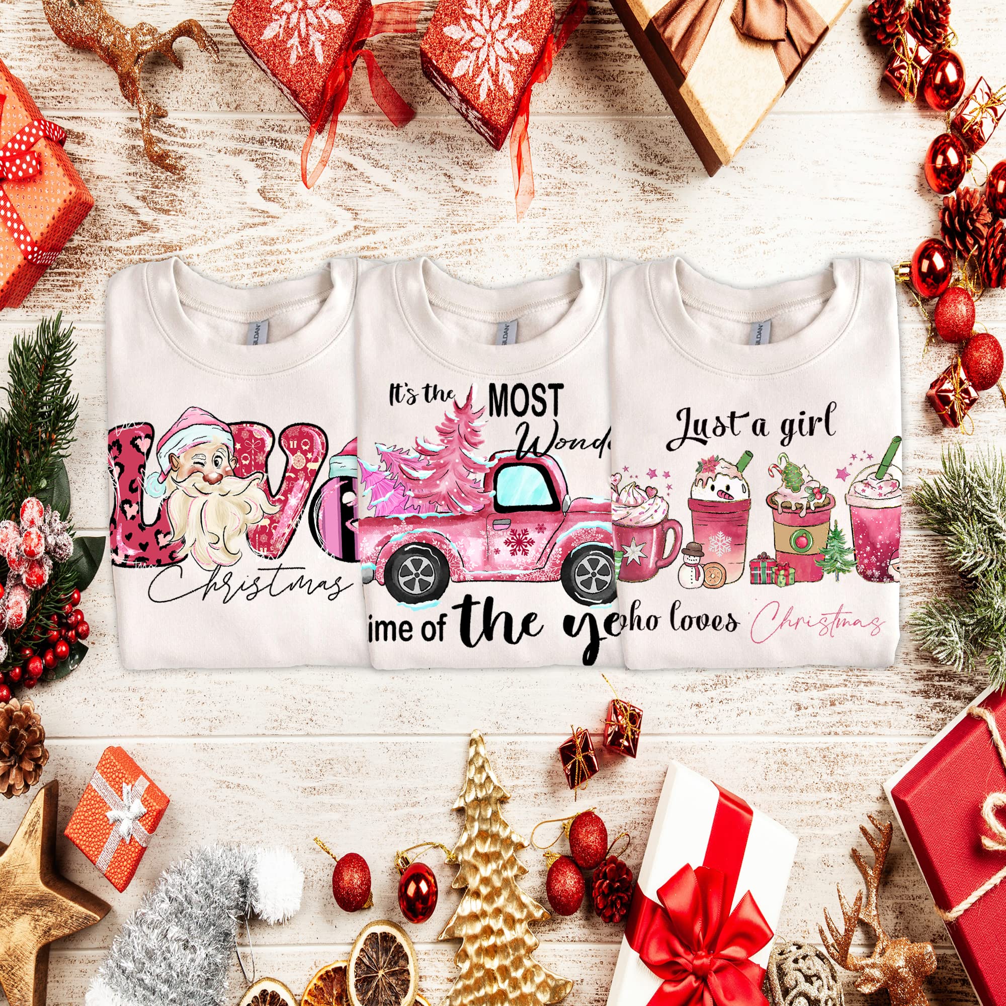 11 Sheets Christmas Iron on Letters transfers for t Shirts - Christmas HTV Heat Transfer Vinyl Iron on Decal Patches Design - Christmas Crafts Iron on Decals for Women