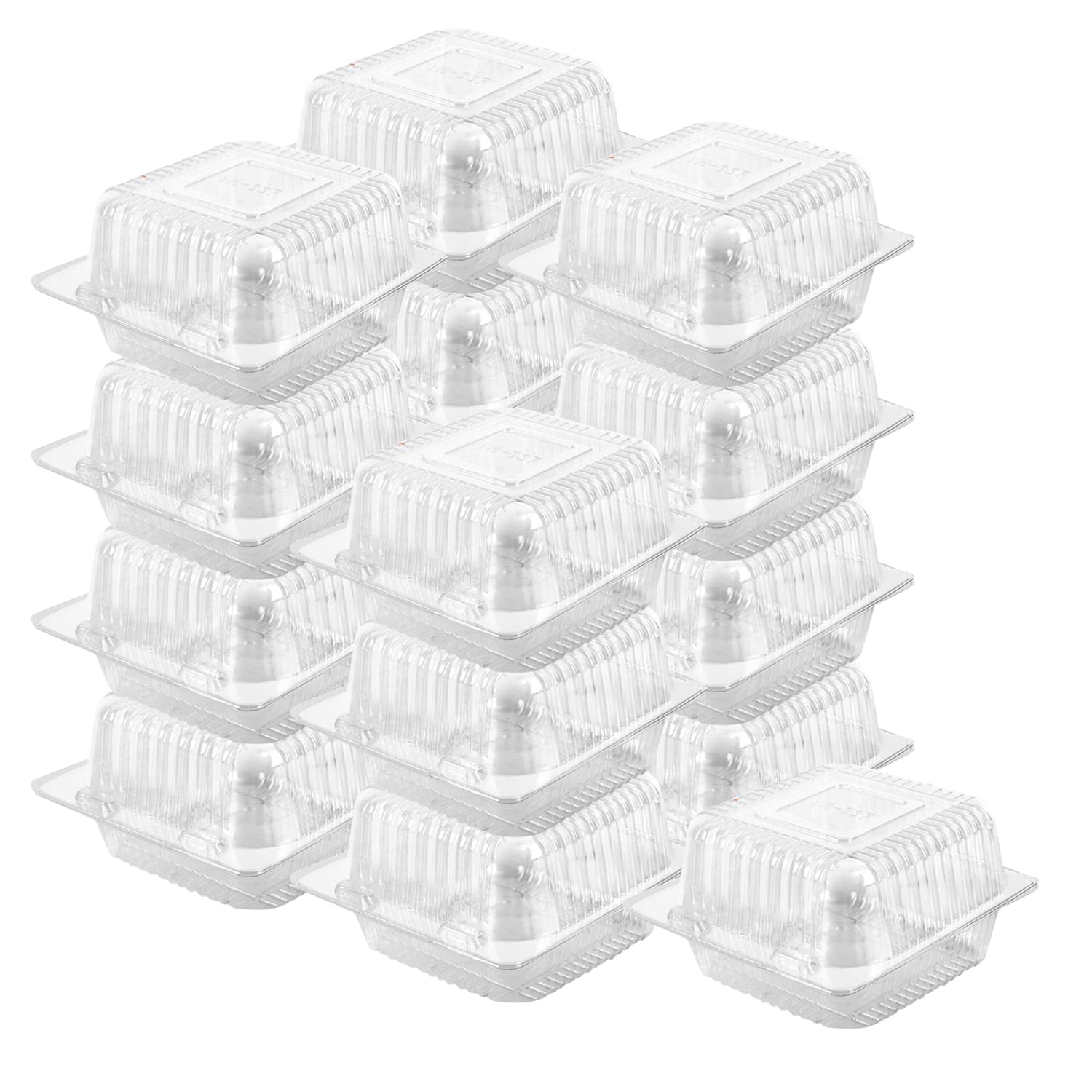 Axe Sickle 150 Count Clear Plastic Hinged Take Out Containers Clamshell Takeout Tray Food Clamshell Containers Outside Diameter 5.3 x 4.7 inch for Dessert, Snacksetc, Cakes Slice, Cookies, Salads