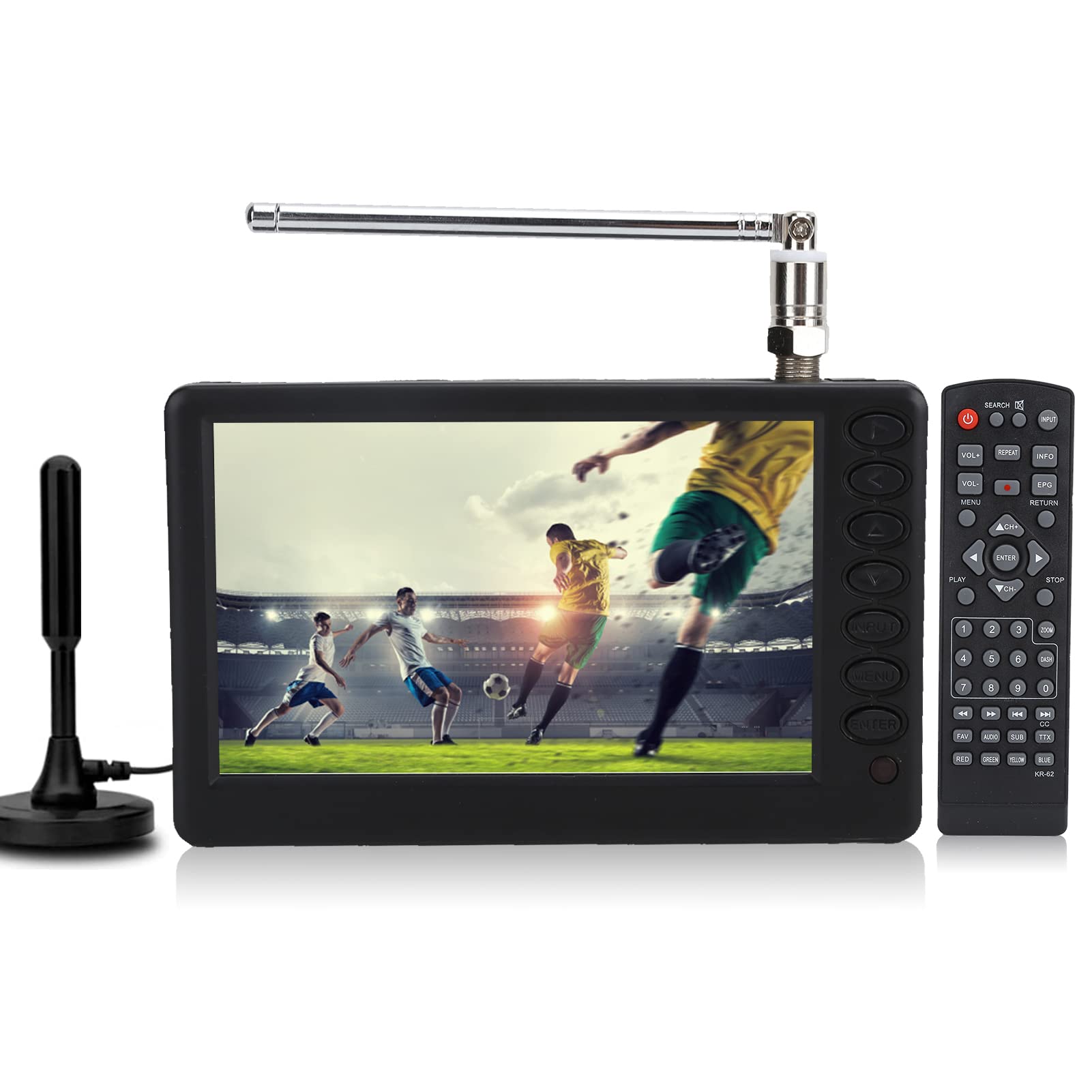 5Inch Portable Digital Television, ATSC HD Screen Freeview LED TV for Car Camping Outdoor Kitchen, Pocket Digital Car TV with 1500mAh Rechargeable Battery,Support USB, TF Card,