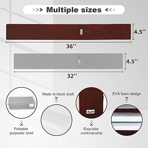 Door Draft Stopper 36" L X 4.5" W X 4" T, Strong Adhesive Door Sweep for Exterior and Interior Doors, Dustproof and Soundproof, Grey
