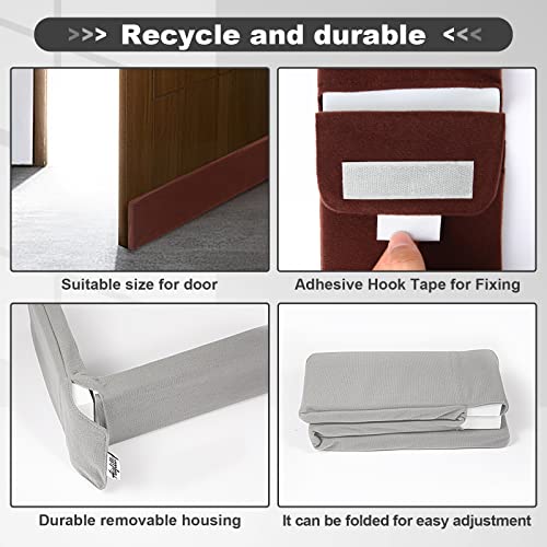 Door Draft Stopper 36" L X 4.5" W X 4" T, Strong Adhesive Door Sweep for Exterior and Interior Doors, Dustproof and Soundproof, Grey