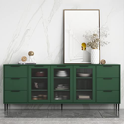 BAYCHEER Contemporary Style 32-inch Height Sideboard Artificial Wood Cupboard for Living Room - Green 77" L x 12" W x 31" H