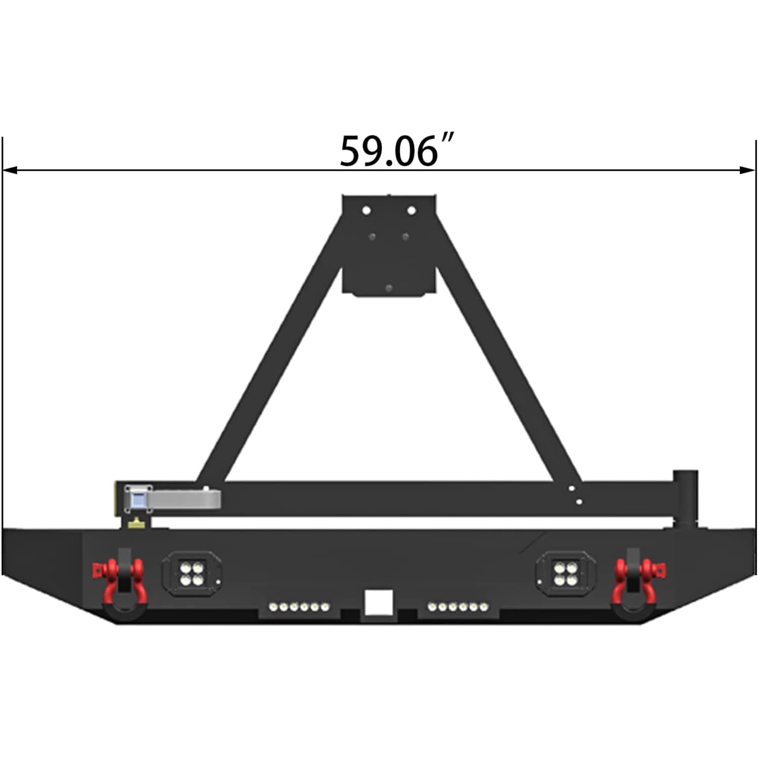 LUYWTE For 1997-2006 Wrangler TJ New Black Texture Steel Rear Bumper With Spare Tire Carrier&Lights&D-Rings