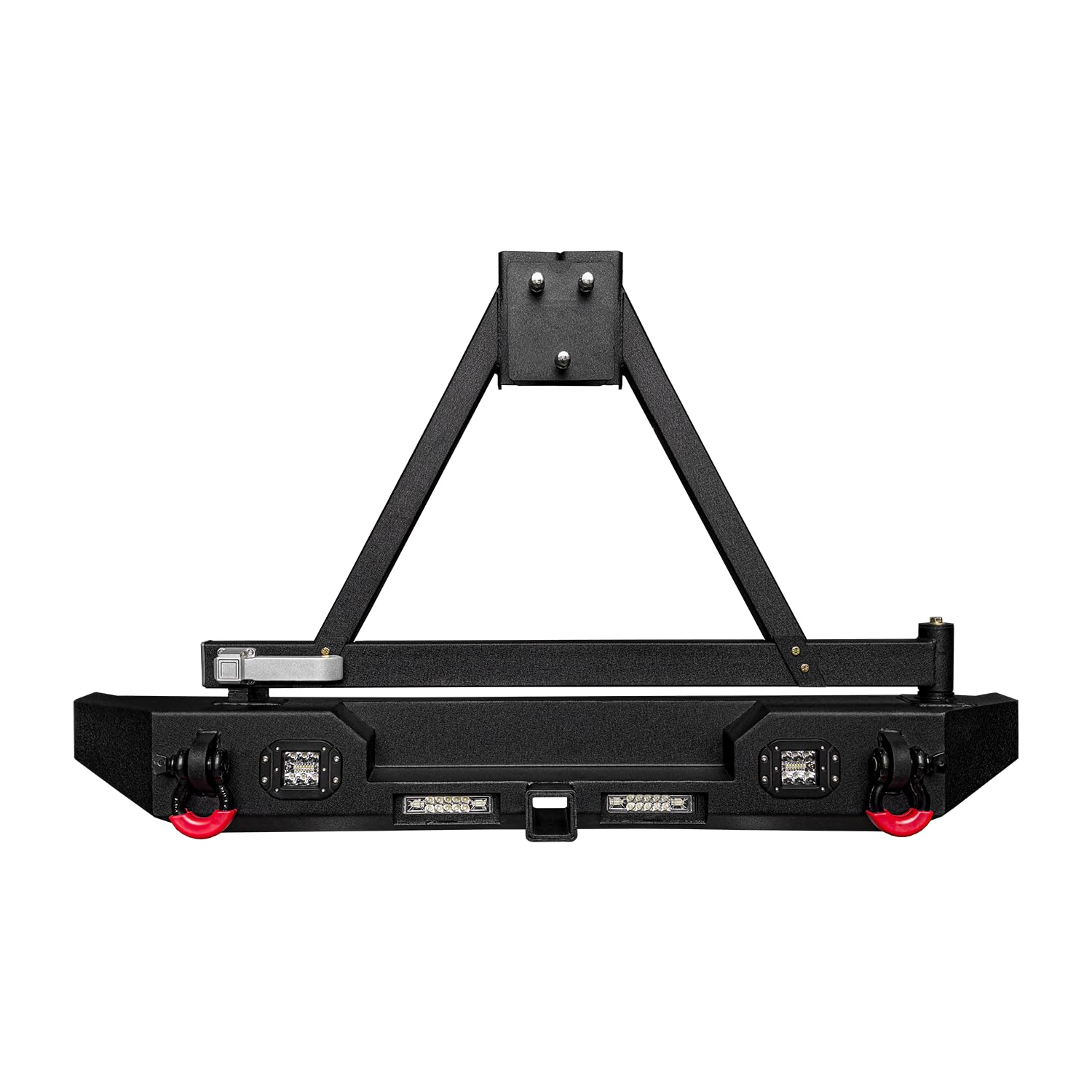 LUYWTE For 1997-2006 Wrangler TJ New Black Texture Steel Rear Bumper With Spare Tire Carrier&Lights&D-Rings