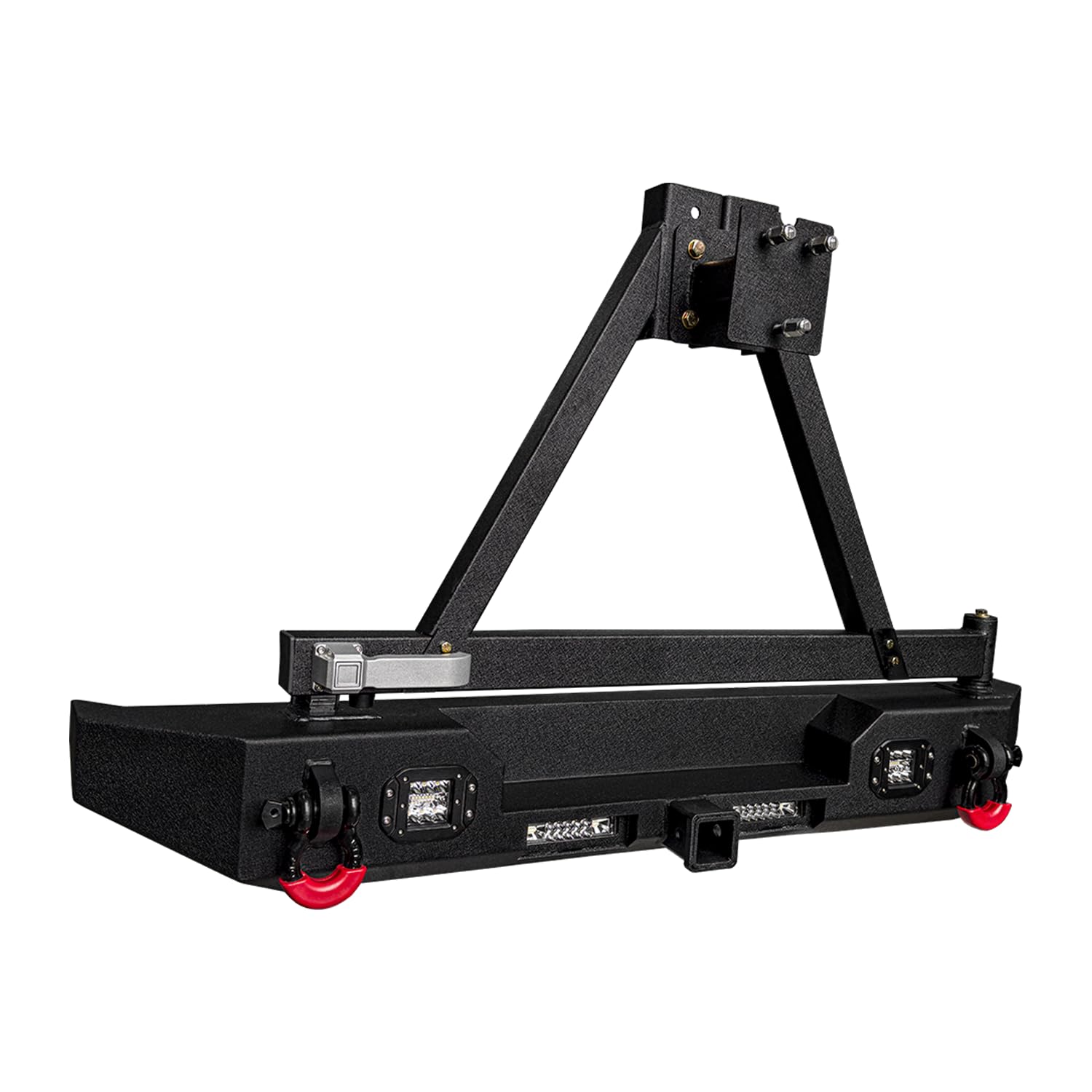 LUYWTE For 1997-2006 Wrangler TJ New Black Texture Steel Rear Bumper With Spare Tire Carrier&Lights&D-Rings
