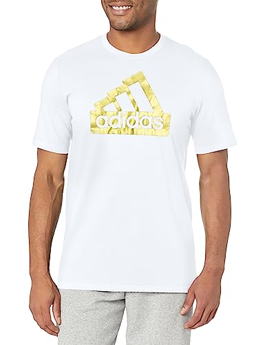 adidas Men's Tall Size Future Icons Metallic T-Shirt, White, X-Large