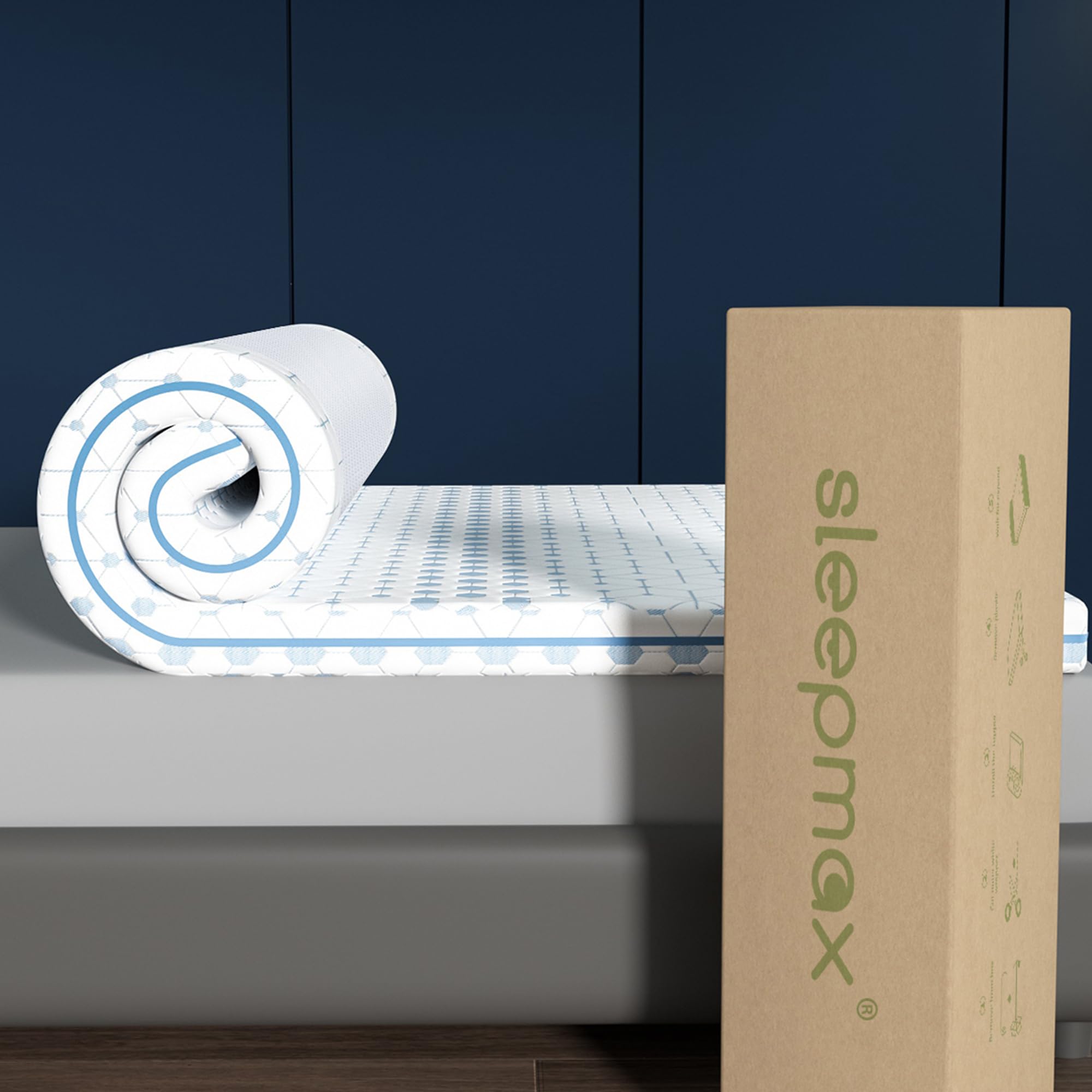 Sleepmax 3 Inch Medium Firm Mattress Topper Queen - Gel Memory Foam Mattress Topper - High Density Foam Mattress Pad for Back Pain, Medium Firm Foam Bed Topper with Removable Cover