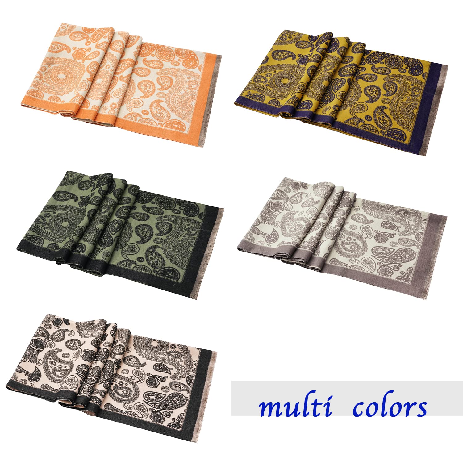 VANLINKER Soft Cashmere Feel Paisley Winter Scarf Womens Pashmina Shawls Wraps Warm Long Large Light Scarves Vintage Cozy Ethnic Poncho Orange Beige 180 * 65cm