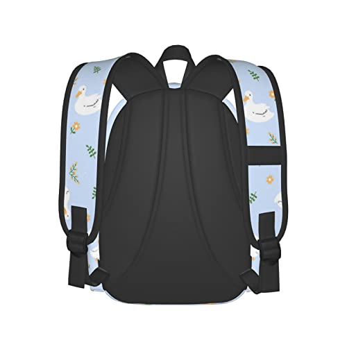 Duck and flower on the blue background Adult Leisure Backpack Student Backpack Laptop Backpack For women men School Shoulder Bag Bookbag for Travel Daypack halloween decor