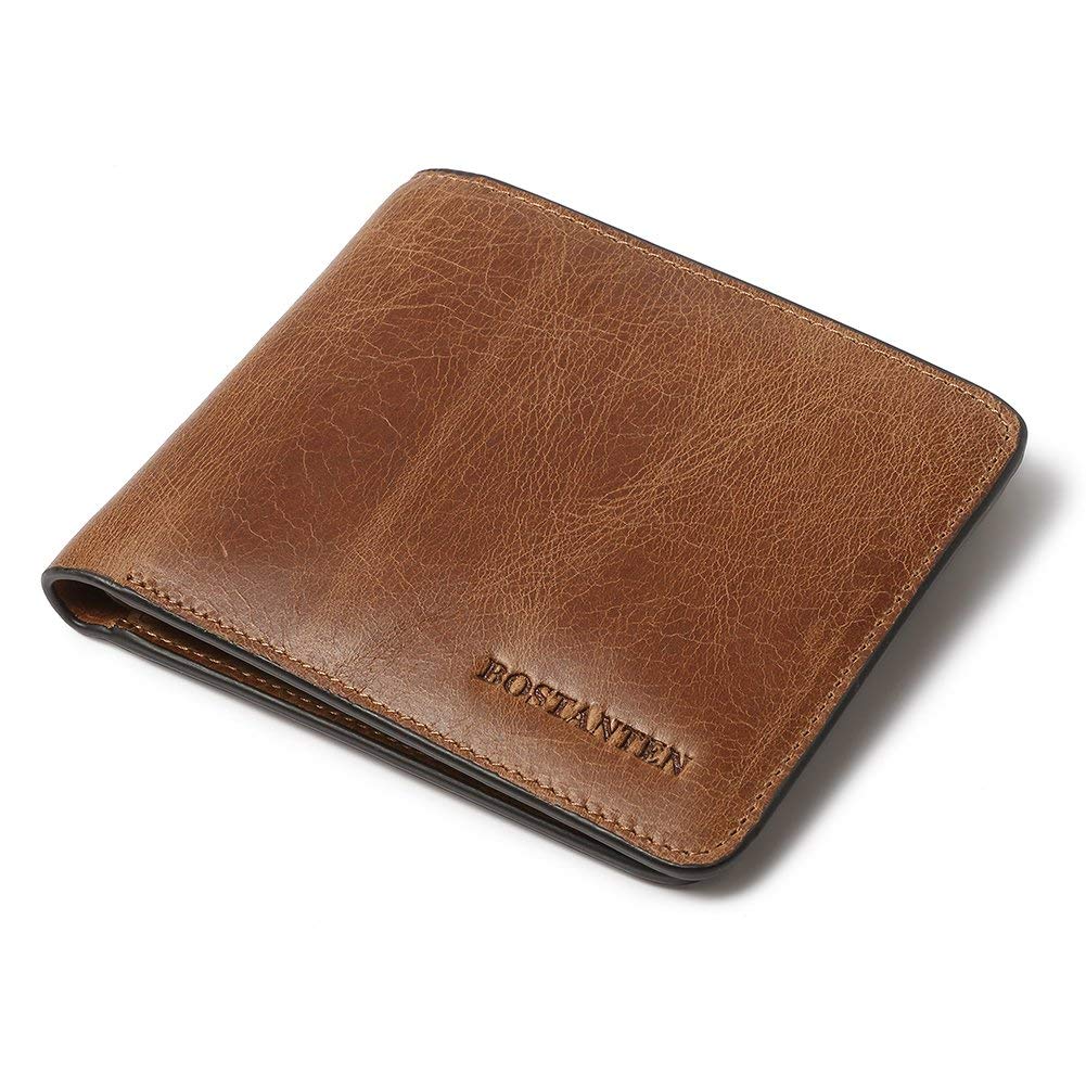 BOSTANTEN Genuine Leather Wallets for Men & Leather Backpack for Men 15.6 inch Laptop Backpack Shoulder Bag