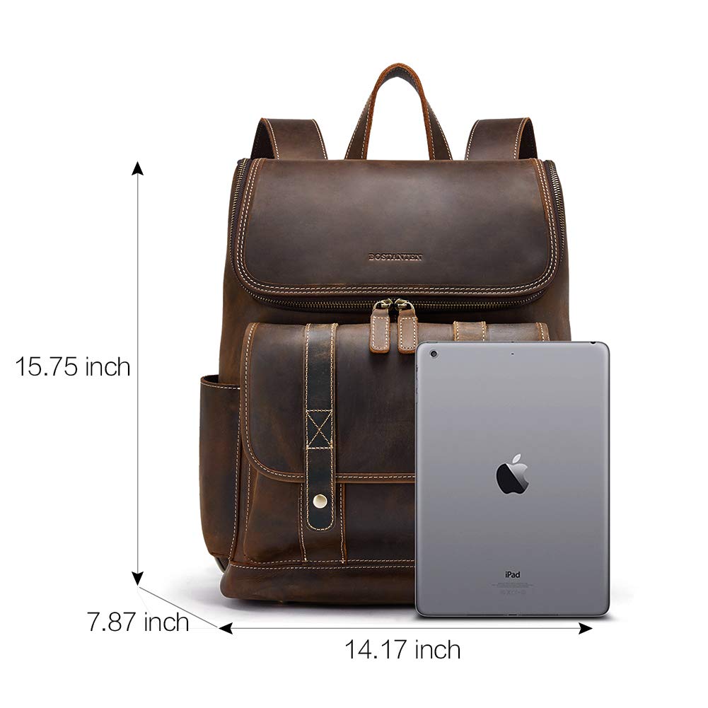 BOSTANTEN Genuine Leather Wallets for Men & Leather Backpack for Men 15.6 inch Laptop Backpack Shoulder Bag