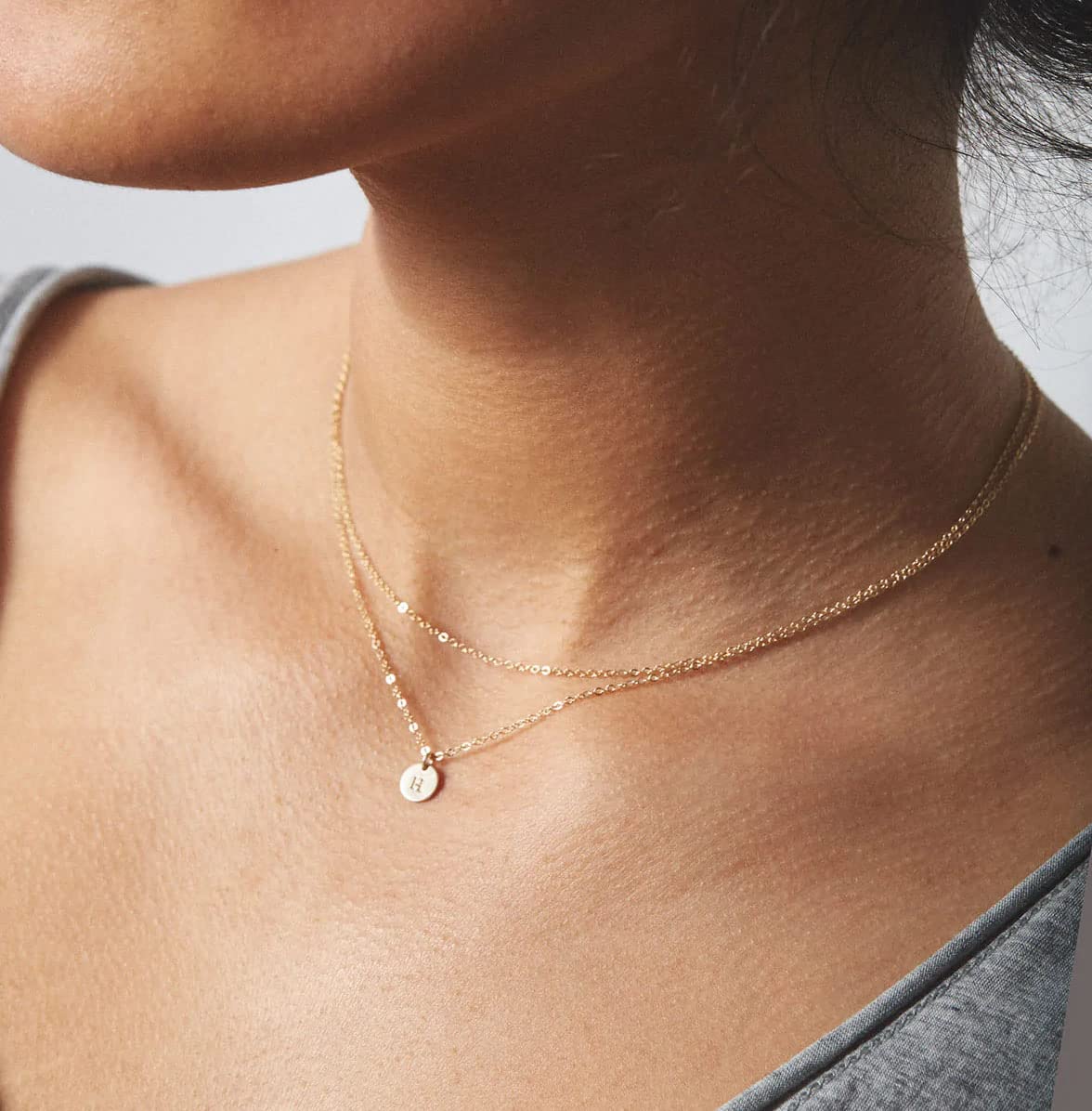 Aghfacy Dainty Thin Chain Choker Necklace 14K Plated Gold Minimalist Short Chain Necklaces for Women Jewelry Gift(1.3mm)