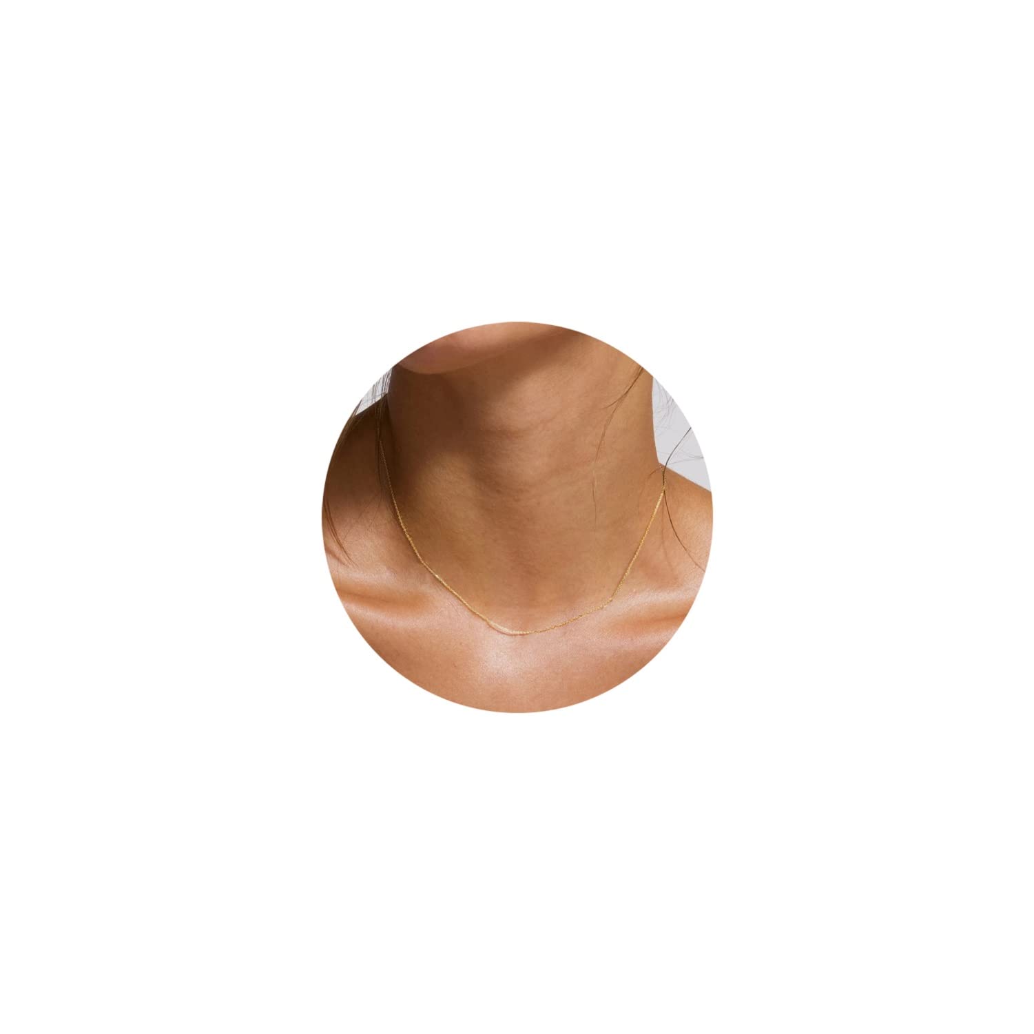 Aghfacy Dainty Thin Chain Choker Necklace 14K Plated Gold Minimalist Short Chain Necklaces for Women Jewelry Gift(1.3mm)