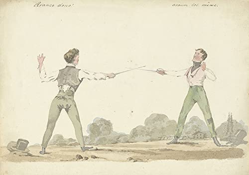 ArtDirect Pieter van Loon 24x18 Black Ornate Framed and Double Matted Museum Art Print Titled: Dueling Man (1811-1873)