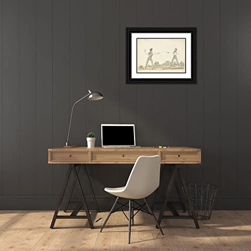 ArtDirect Pieter van Loon 24x18 Black Ornate Framed and Double Matted Museum Art Print Titled: Dueling Man (1811-1873)