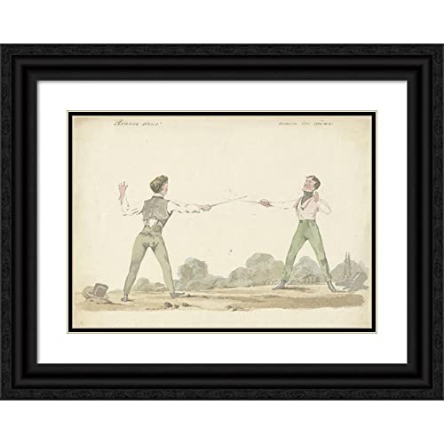 ArtDirect Pieter van Loon 24x18 Black Ornate Framed and Double Matted Museum Art Print Titled: Dueling Man (1811-1873)