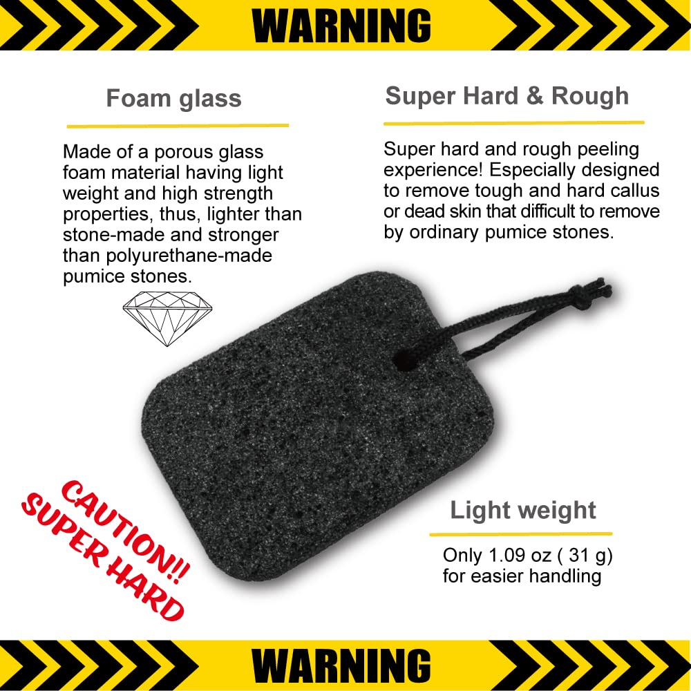 Super Hard Pumice Stone for Feet, Body, Hands [Designed in Japan] Foam Glass-made Pumice Stone for Hard and Tough Callus and Dead Skin