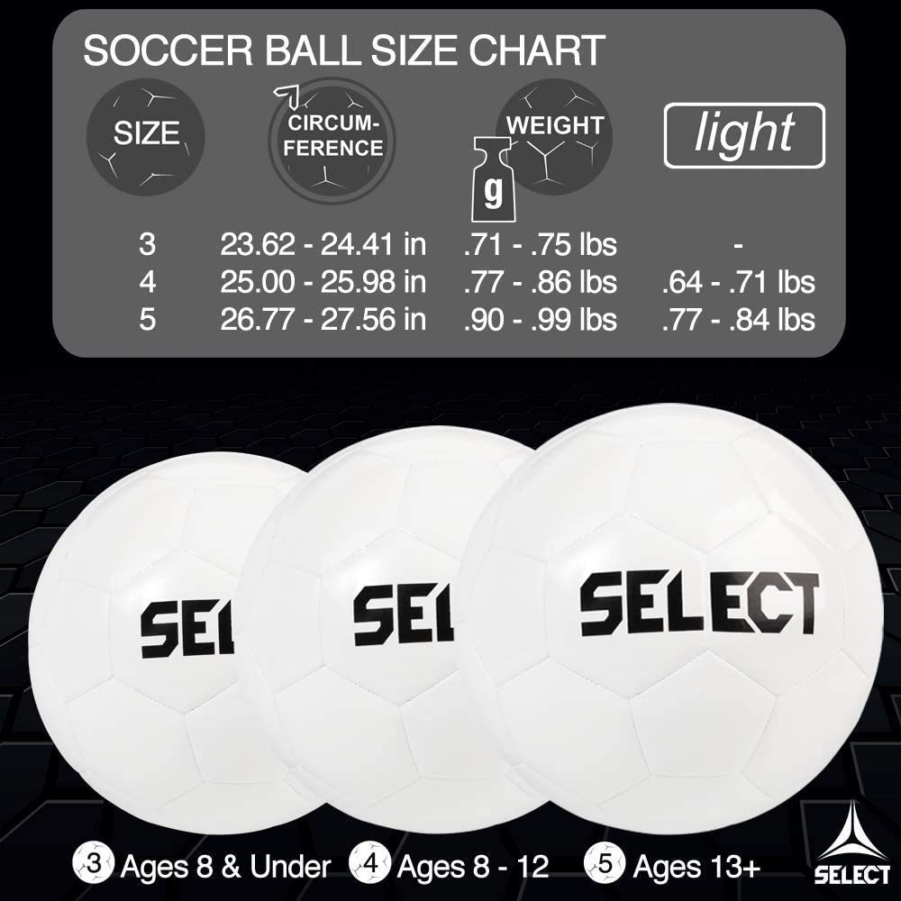 Select Blaze DB V22 Soccer Ball, 8-Ball Pack with Duffle Ball Bag and Hand Pump, White/Red/Blue, Size 5