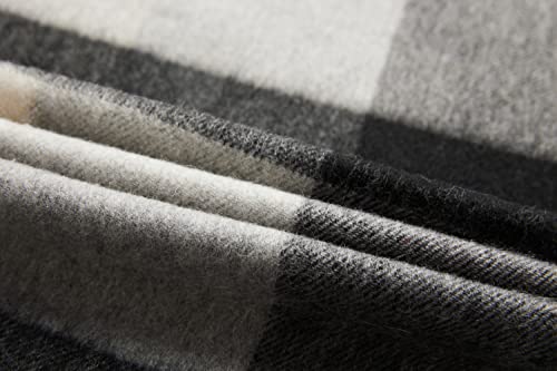 EURKEA Cashmere Wool Long 2024 Plaid Tartan Winter Scarf for Women, Warm & Soft & Cozy, Gift Ready, Grey & Black