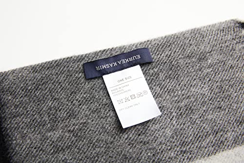 EURKEA Cashmere Wool Long 2024 Plaid Tartan Winter Scarf for Women, Warm & Soft & Cozy, Gift Ready, Grey & Black