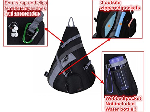 HBAG 20" Crossbody Sling Backpack Single Strap School Travel Sports Shoulder Bag, Black