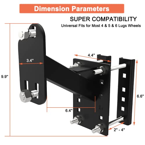 CAT SO RICH Spare Tire Carrier, Spare Tire Mount Bracket for Trailer Boat or Rv, Holds up to 120Lbs, Fits 4 & 5 & 6 Lugs Wheels on 4", 4.5'', 4.75'', 5",5.5",6" or 6.5" Bolt Patterns, Easy to Install