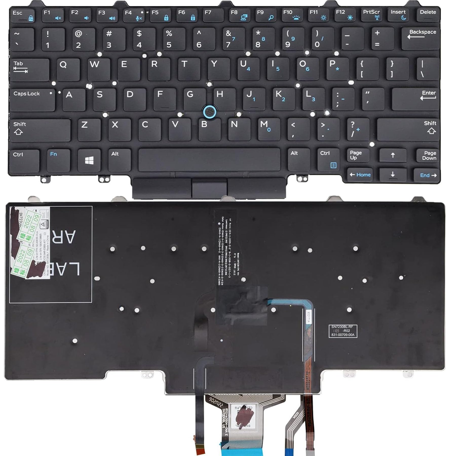 TLBTEK Backlight Keyboard Replacement with Pointer Compatible with Dell Education E5450 E5470 E5480 E7450 P40G E7470 E7480,Latitude 14 5480 5488 5490 5491 7480 7490 Series Laptop
