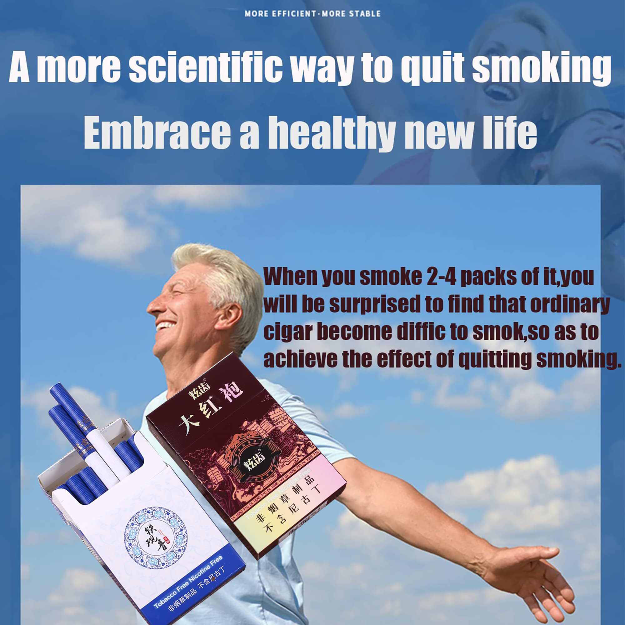 DTGDI Tea Herbal Cigarettes, Tobacco and Nicotine Free, 4 Packs 80 Smokes
