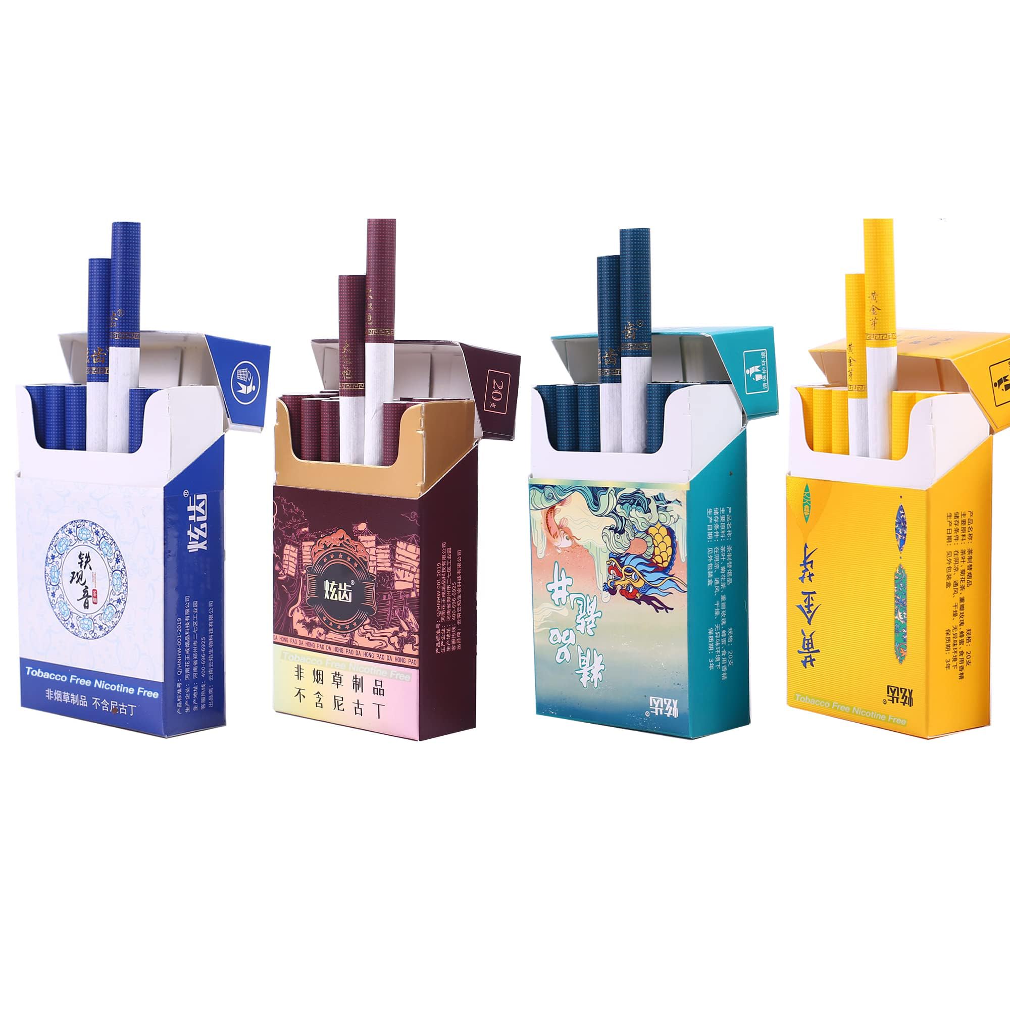 DTGDI Tea Herbal Cigarettes, Tobacco and Nicotine Free, 4 Packs 80 Smokes