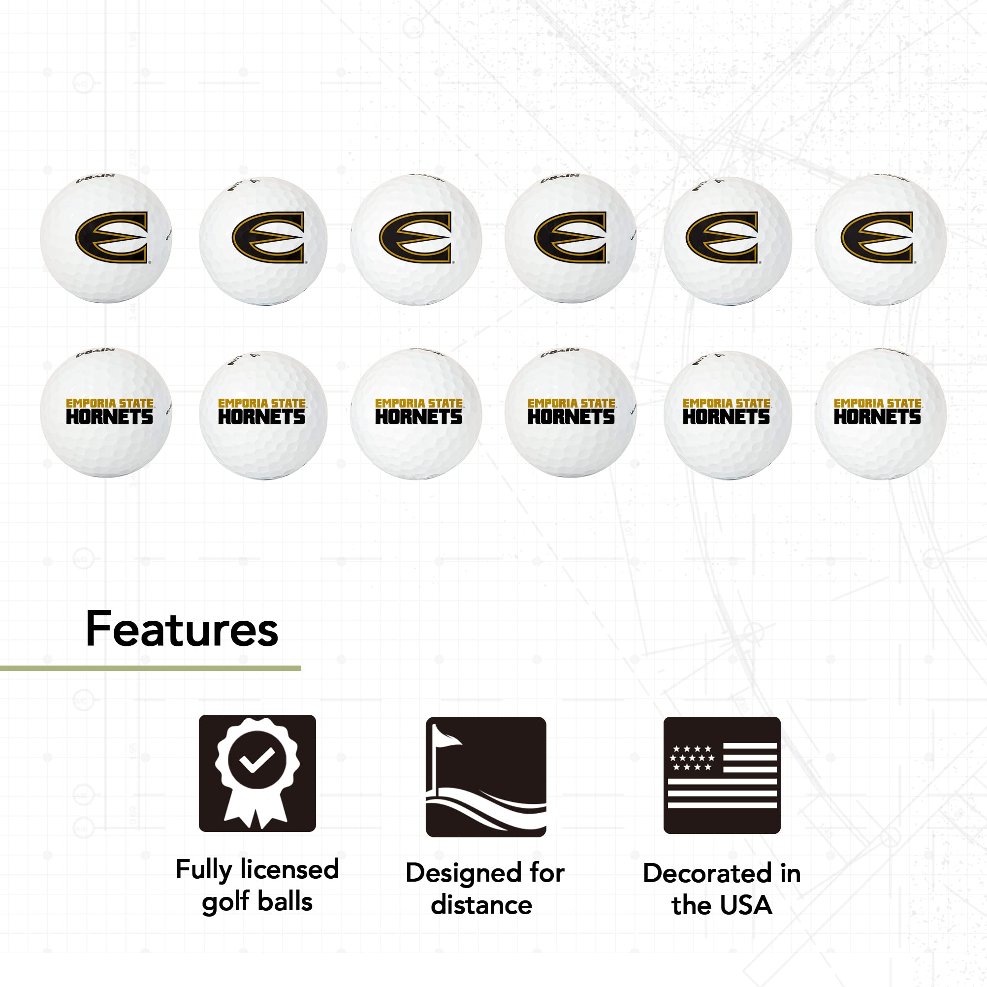 Desert Cactus Emporia State University Golf Balls 12 Pack Full Color Dozen Golf Ball